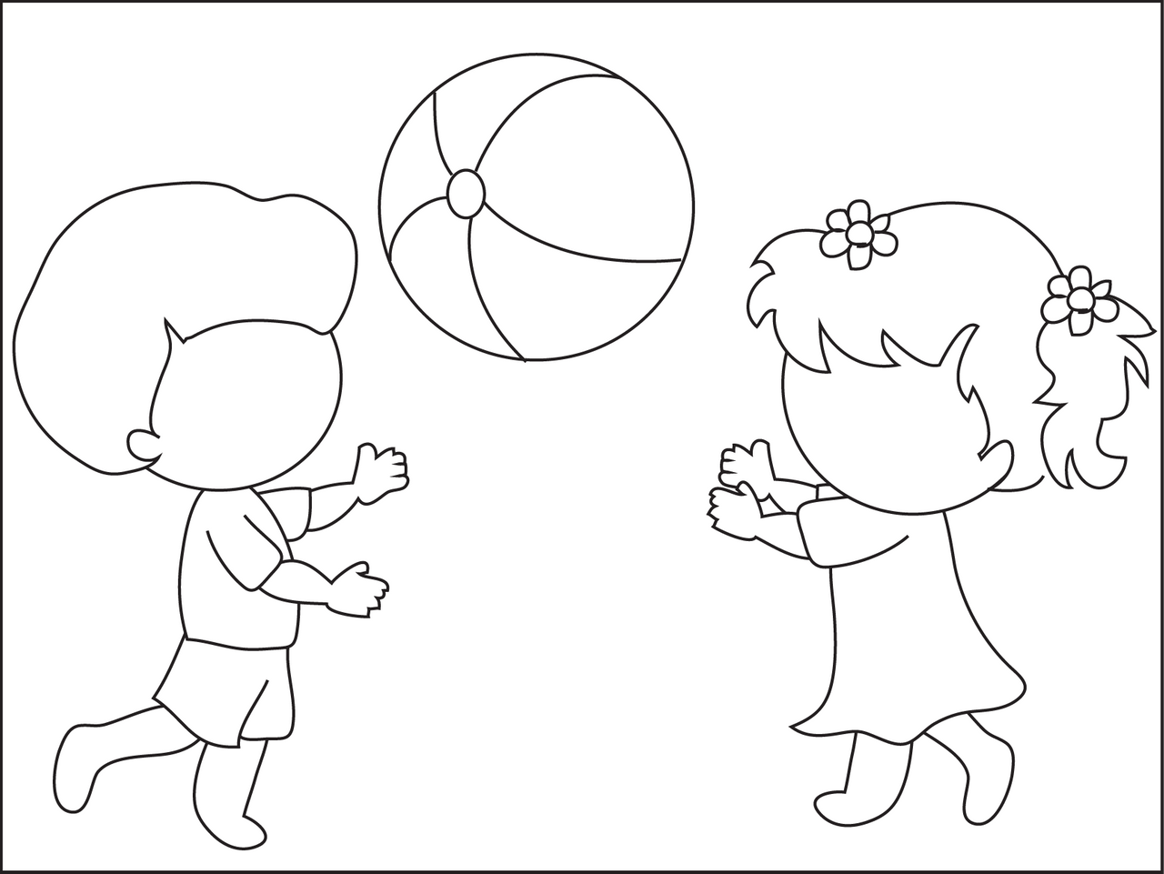 Children Playing With Ball Clipart Black And White