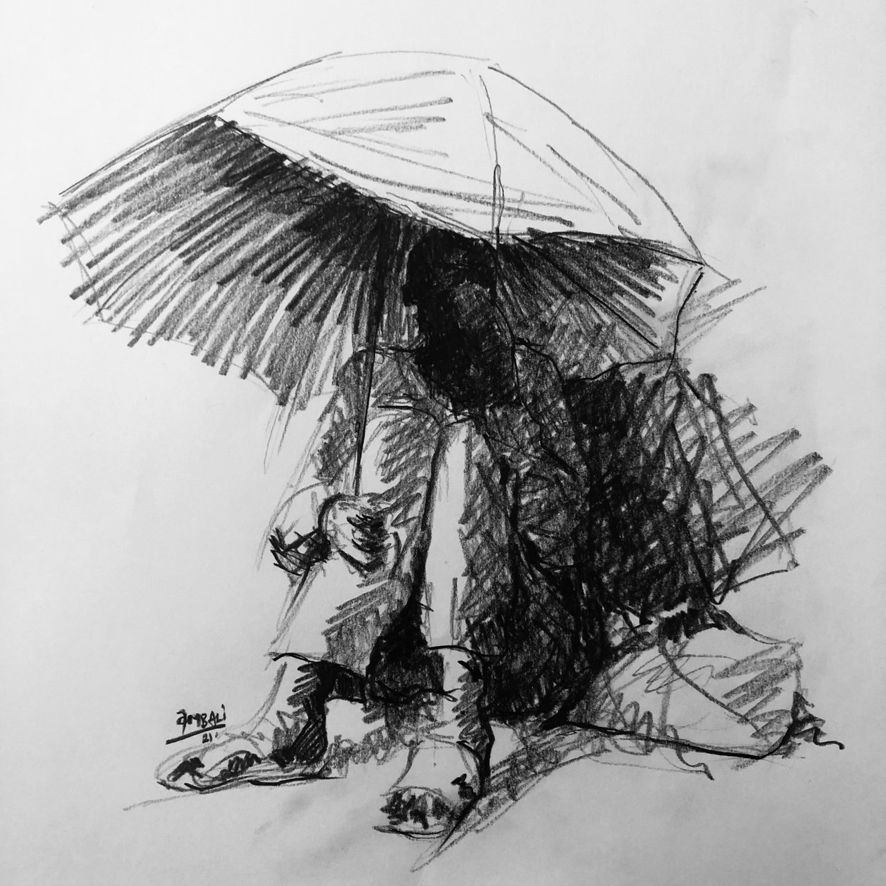 Homeless Man Drawing