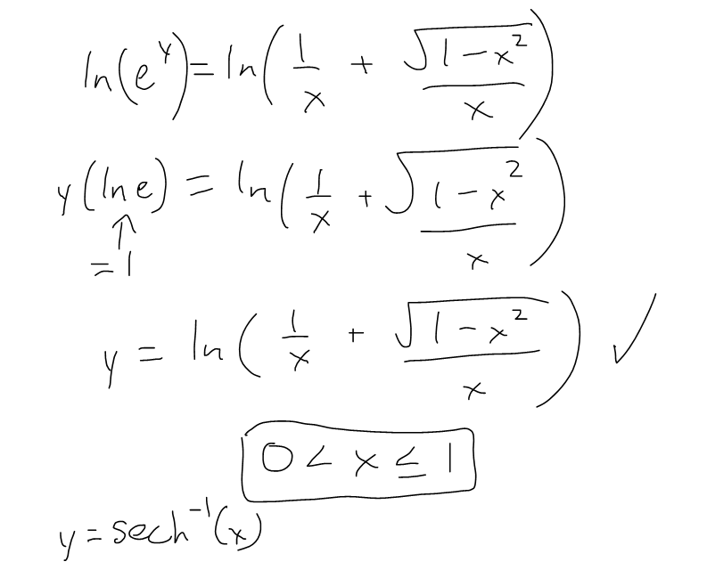 Inverse Hyperbolic Trigonometry as Logarithms: sech^-1(x) | PeakD