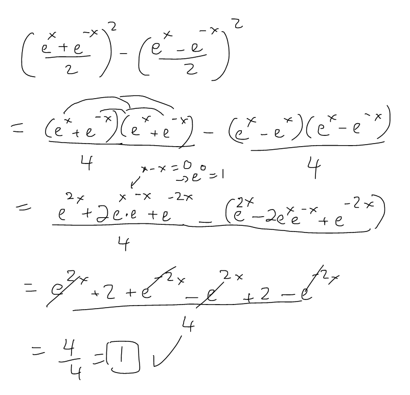 Hyperbolic Trigonometry Identity Proof: cosh^2(x) - sinh^2(x) = 1 | PeakD Hyperbolic Trigonometry Identity Proof: cosh^2(x) - sinh^2(x) = 1 | PeakD