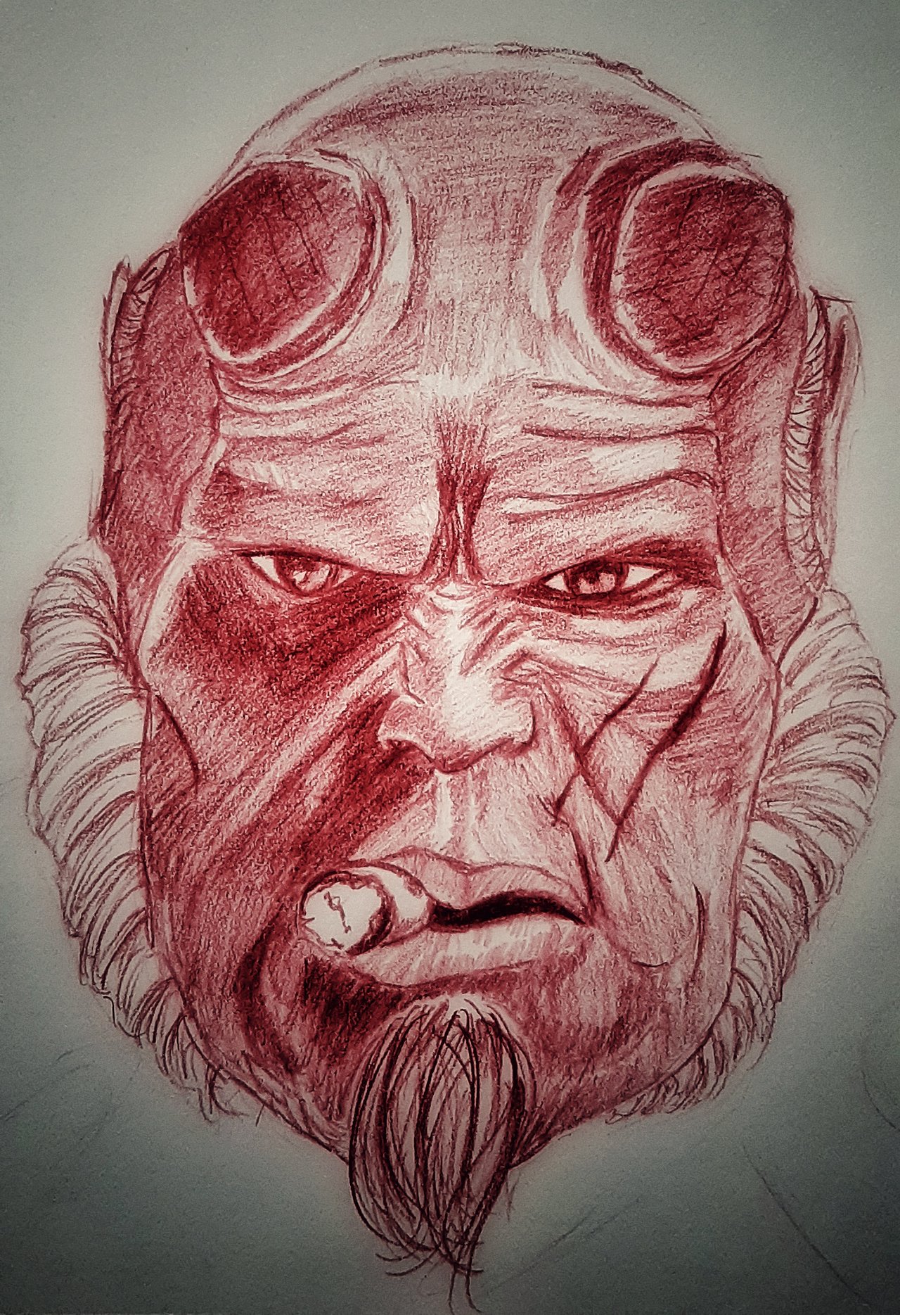 Hellboy Face Drawing