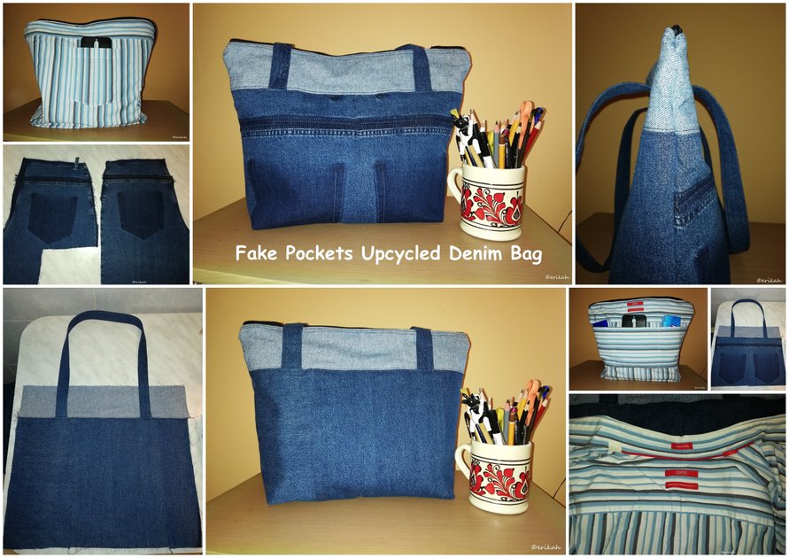 Fake Pockets Upcycled Denim Bag And Some Treasures | PeakD