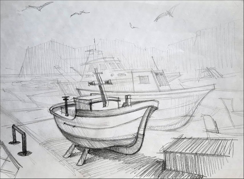 In the harbor | Open air sketch | PeakD