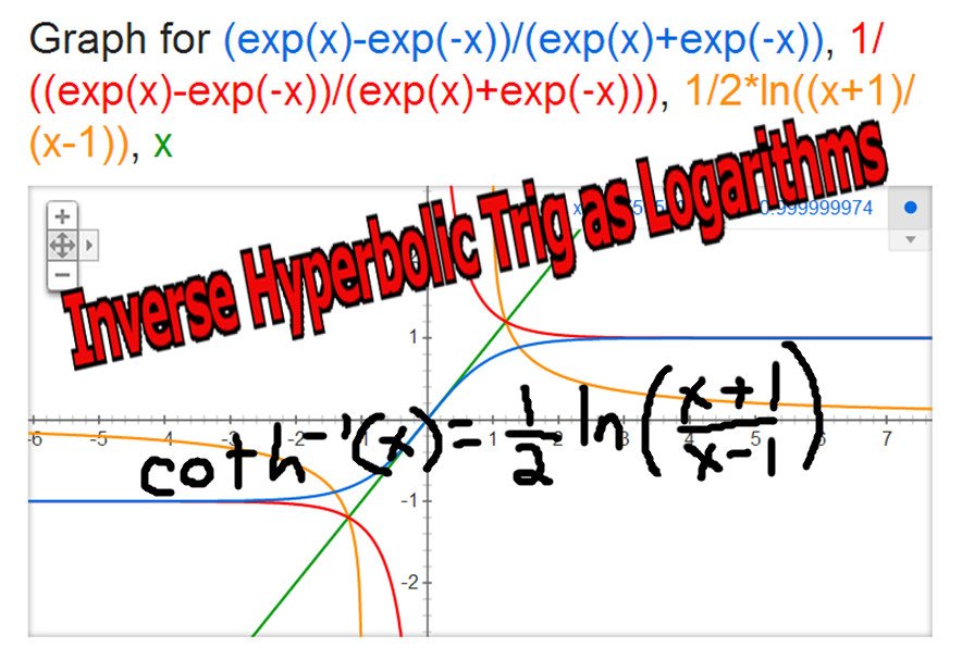 Inverse Hyperbolic Trigonometry as Logarithms: coth^-1(x) | PeakD Inverse Hyperbolic Trigonometry as Logarithms: coth^-1(x) | PeakD