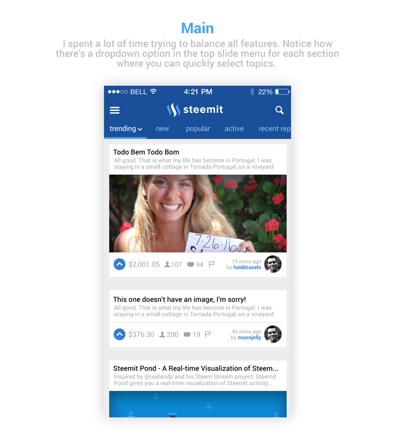 Steemit Mobile App - UI Prototype — Hive