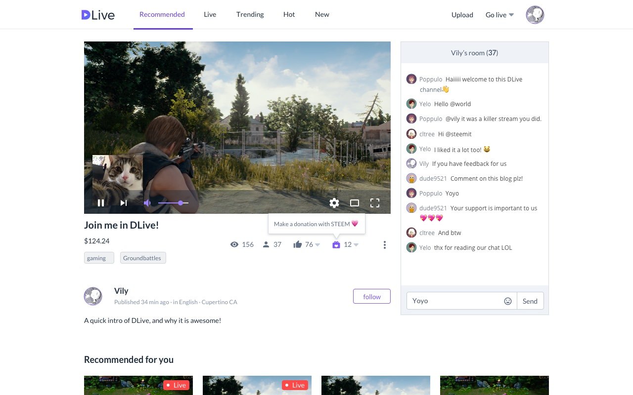DLive - The First Decentralized Live Streaming Platform on Steem! — Hive