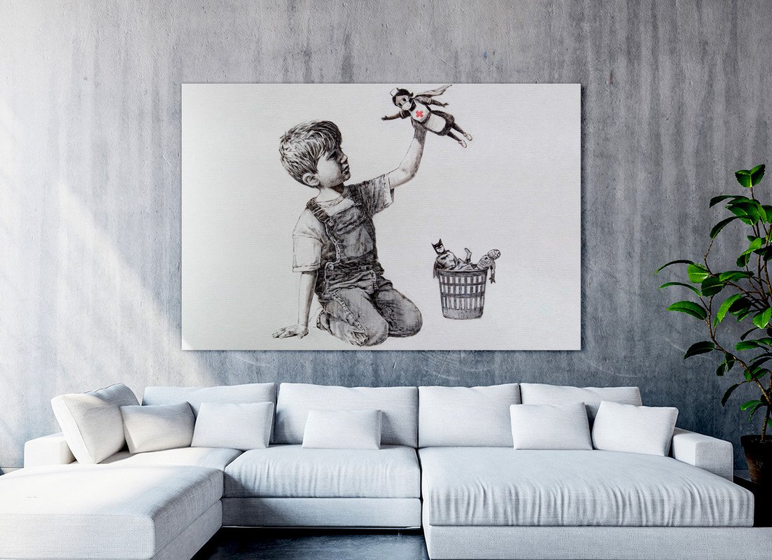 Banksy Superhero Nurse Canvas — Hive