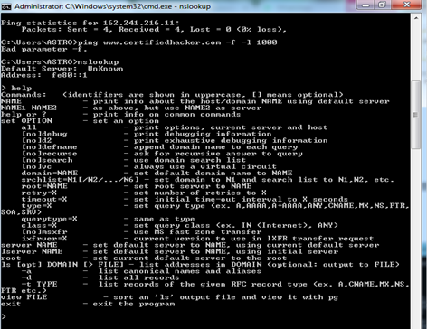 Footprinting a Target Network Using the nslookup Tool (Footprinting ...