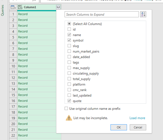 How to connect Excel to Coinmarketcap API — Hive