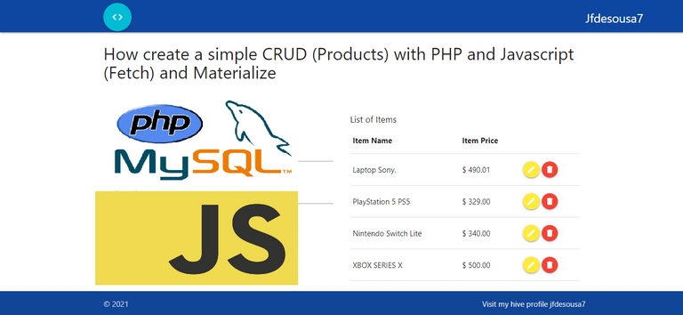 How Create A Simple Crud Products With Php And Javascript Fetch And