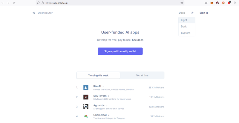 一个国内可直接访问openai等多个大模型,并提供api支持的网站openrouter Ai